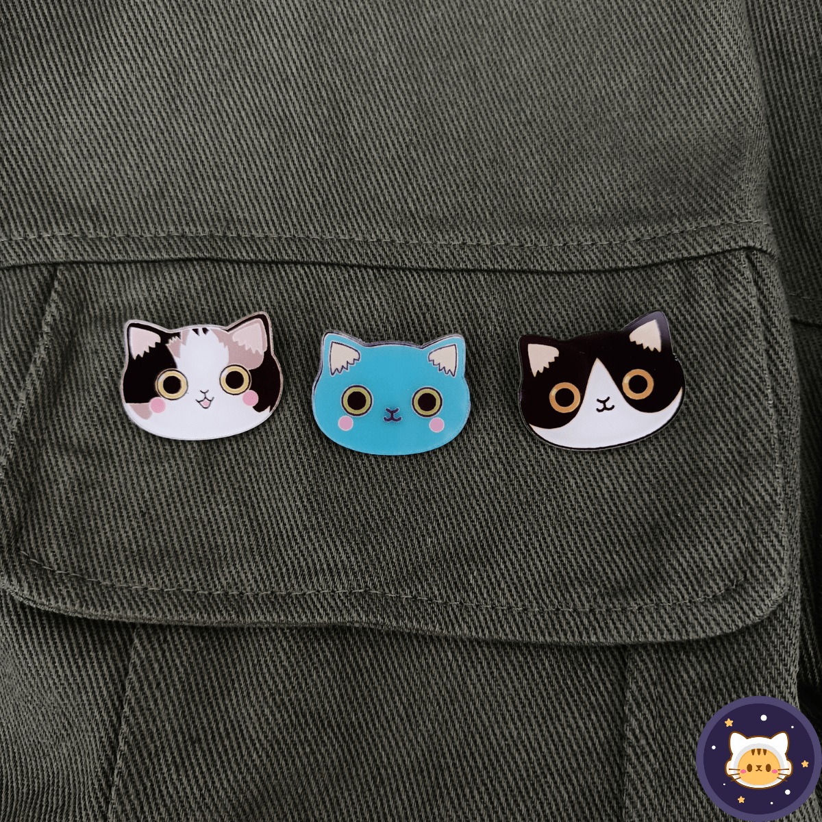 OYEN PLANET Small Cat Face Series Cute Cartoon Acrylic Brooch Pin ...