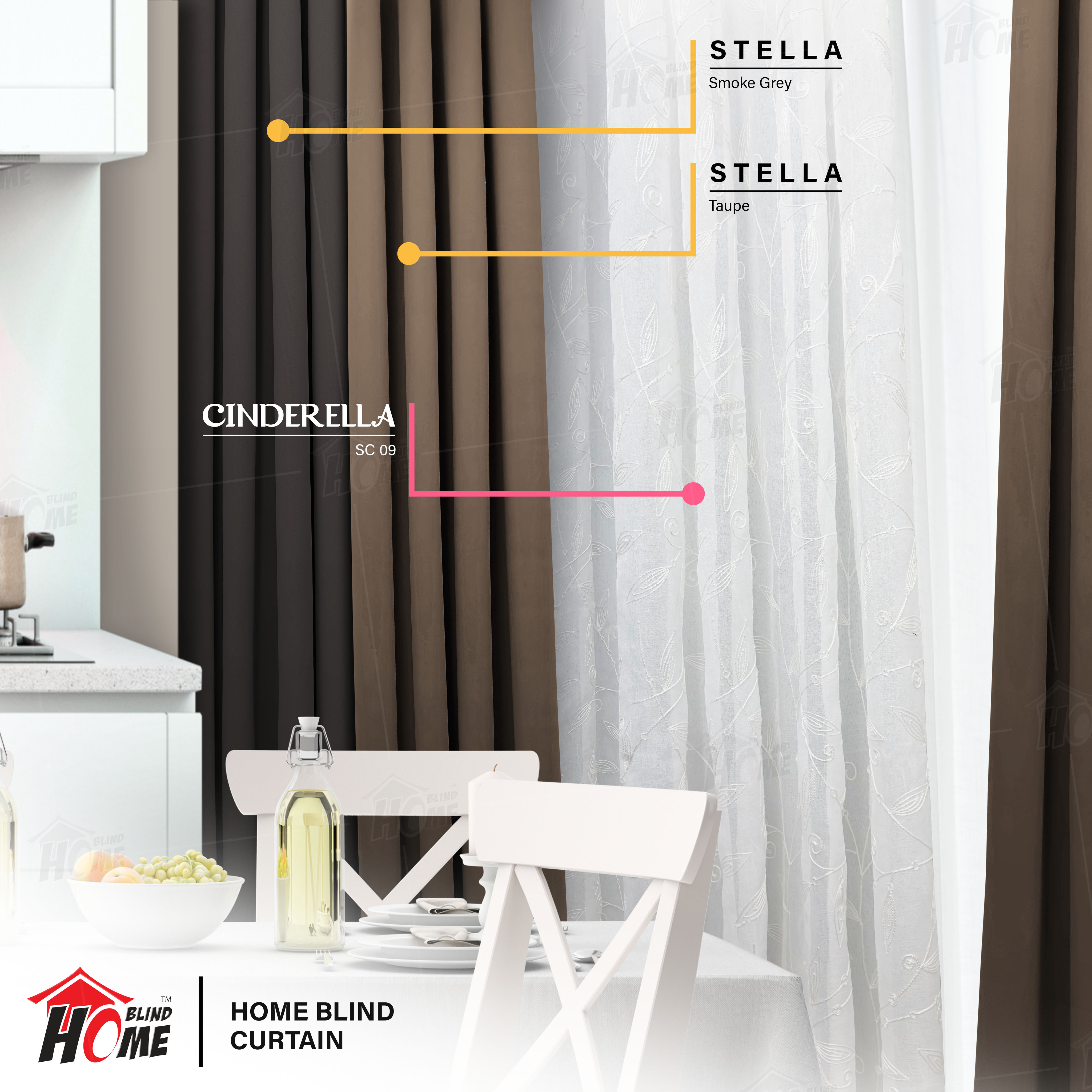HOME BLIND Langsir Cinderella / Sheer Curtain Embroiderey / Day Curtain ...
