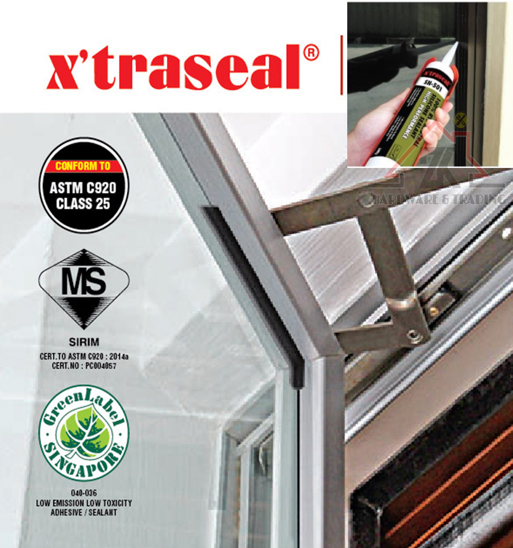X'TRASEAL SN-501 100% RTV Neutral Silicone Sealant Clear White Glass ...