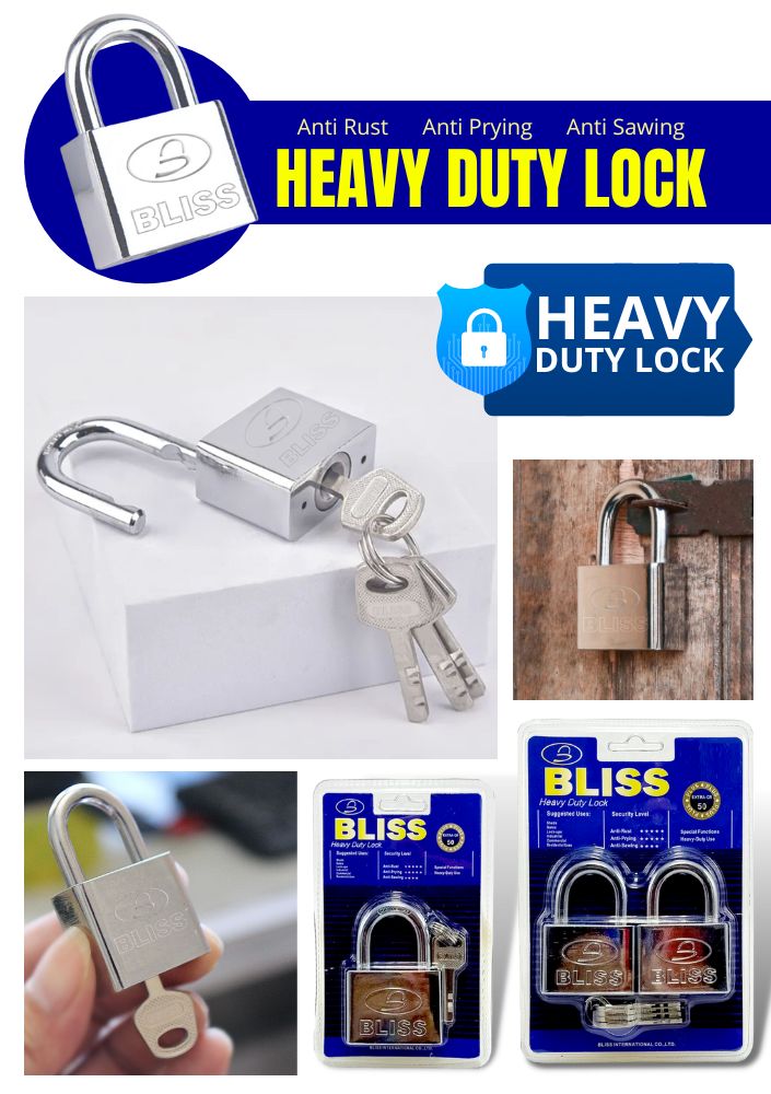 HEAVY DUTY BLISS PADLOCK Chrome Plated Solid Brass Key Manga Pintu ...