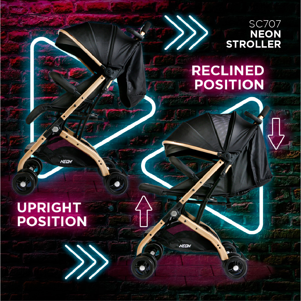 Sweet Cherry Luxury Gold Frame & Compact Folding Baby Stroller SC707 ...