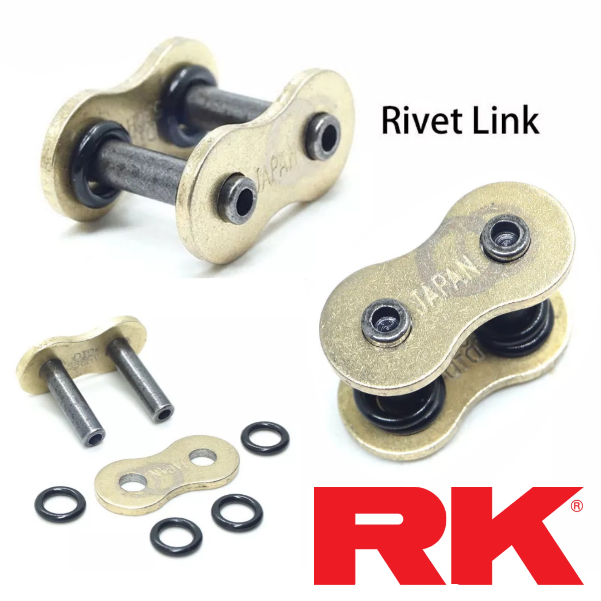 RK Sprocket Set YAMAHA R25 520 RK KLO2 O-Ring Rivet Black / Gold Chain ...