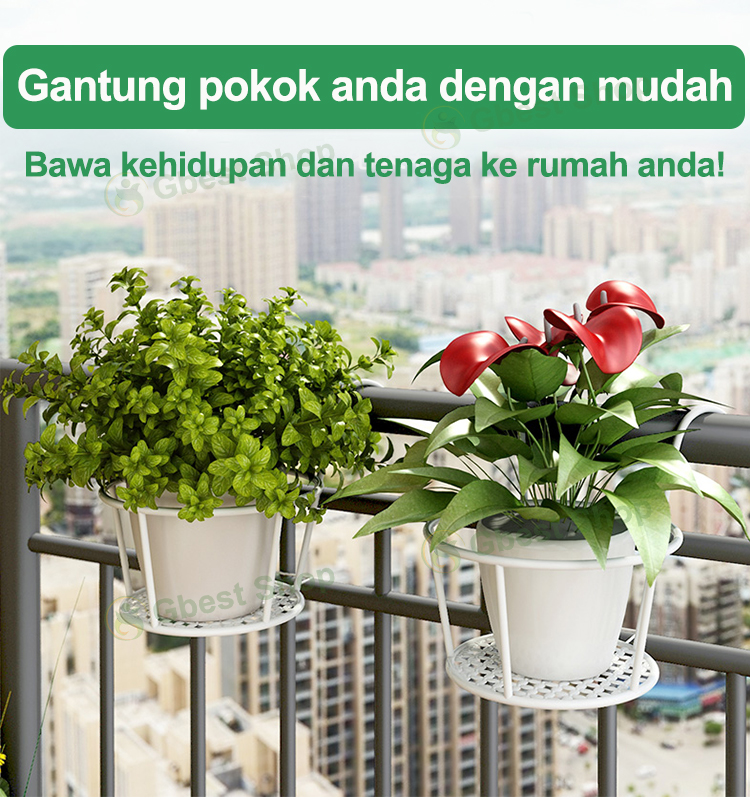 Outdoor Balcony Iron Flower Pot Holder Wall Rack Hanging Planter Stand ...