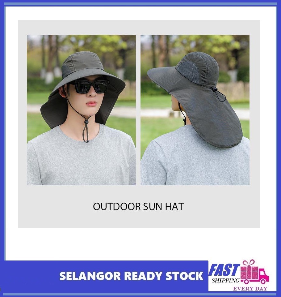 Fishing Hat Neck Flap Full Face Cover Topi Penutup Anti Mosquito ...