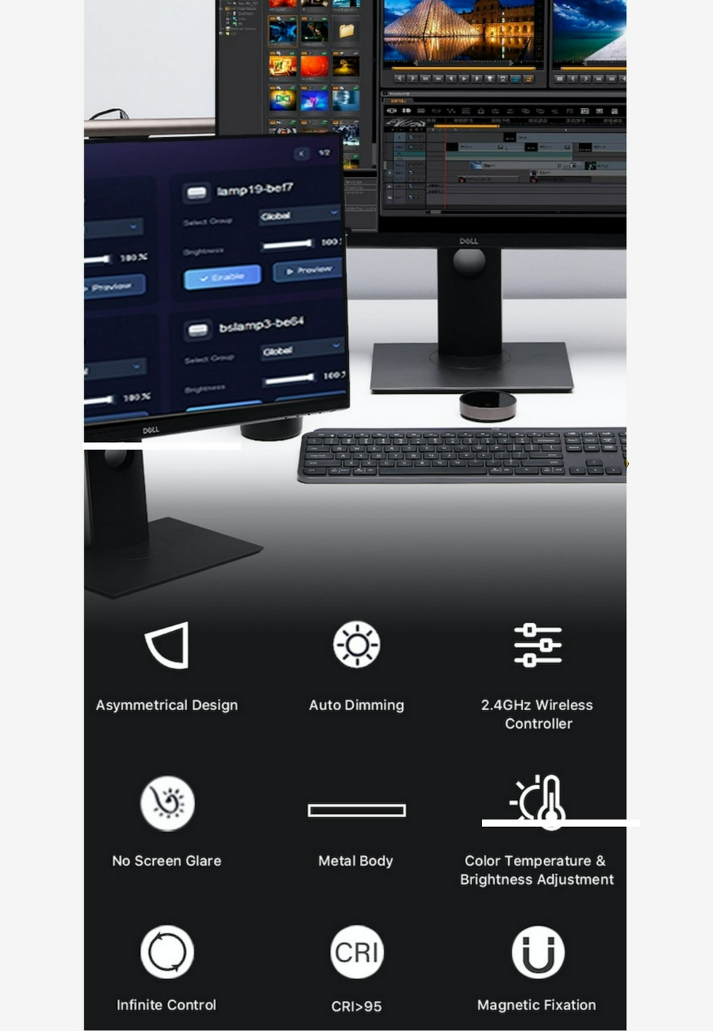 ELESENSE E1129 PC Monitor Light Bar with Wireless Smart Controller / 12 ...