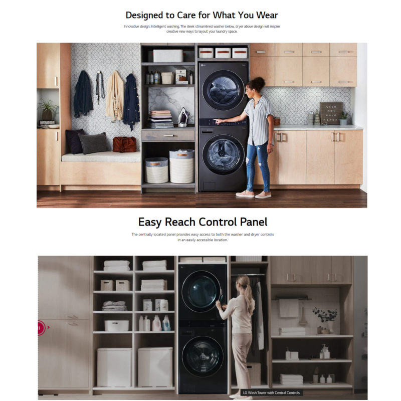 LG 21kg/16kg All-in-One Stacked Washer Dryer WT2116SHB Inverter ( 21KG ...