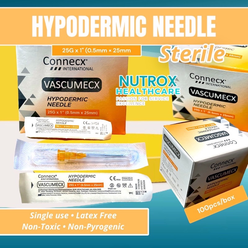HYPODERMIC NEEDLE (1 BOX) 18G, 19G, 21G, 22G, 23G, 24G, 25G, 26G, 27G ...