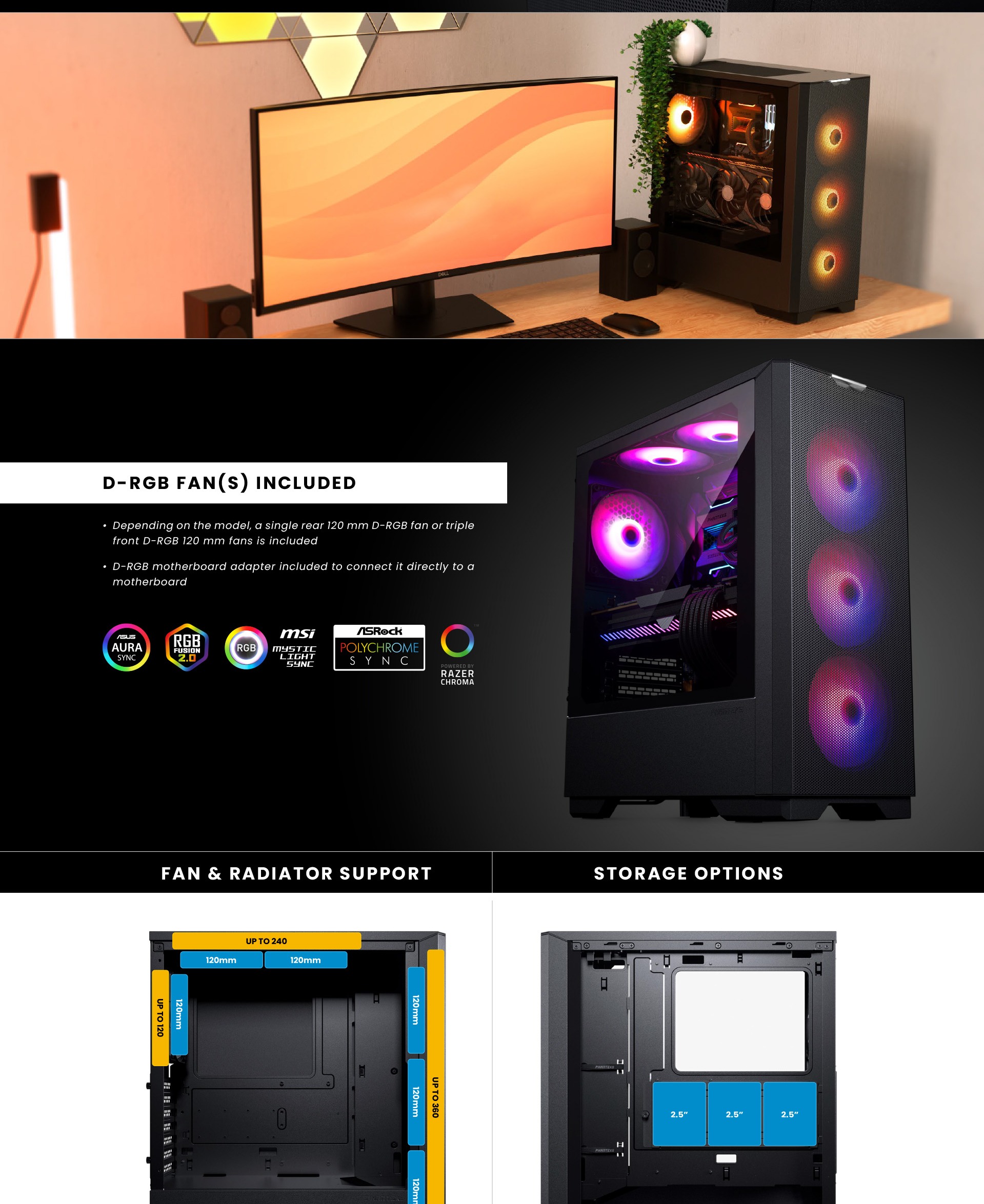 PHANTEKS Eclipse G300A Tempered Glass ARGB Compact ATX Casing | Shopee ...