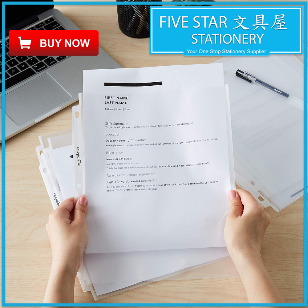 fivestar2u Sheet Protector 11 Holes 4C Loose Leaf Document Filing Ring ...