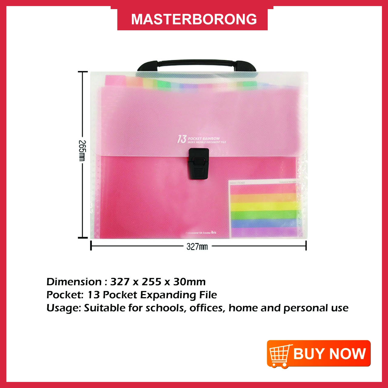 masterborong Multilayer 13 Pocket Grid A4 Paper Folder File Stationery ...