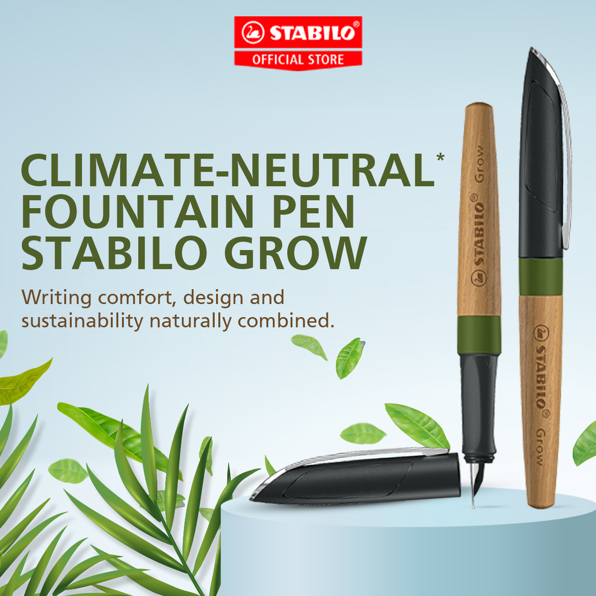 STABILO Grow Climate-Neutral Fountain Pen Ergonomic Grip Zone Made From 100% Bio-Plastics ...