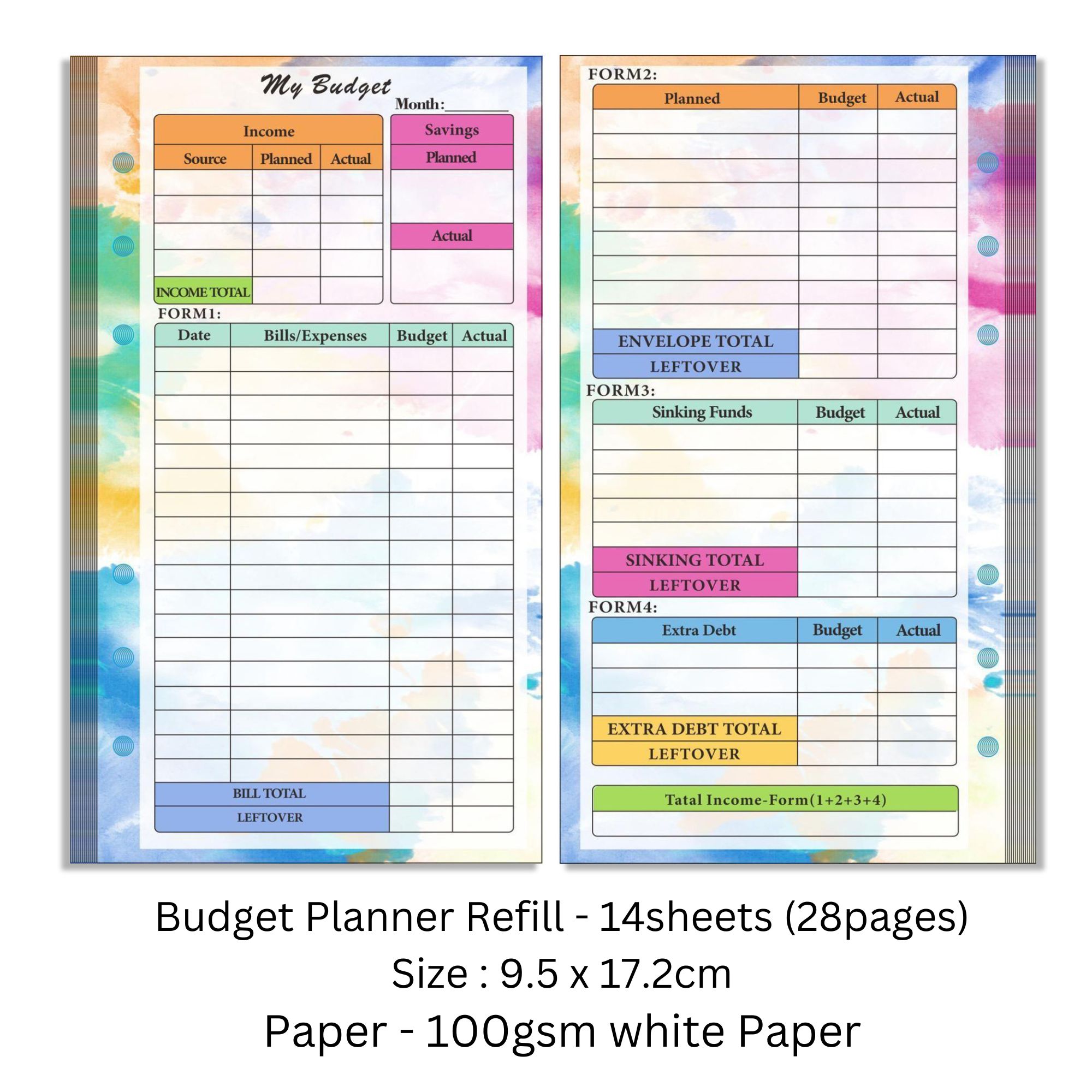 164 Sheets A6 6 Holes Loose Leaf 100g Writing Paper Notebook Refill ...