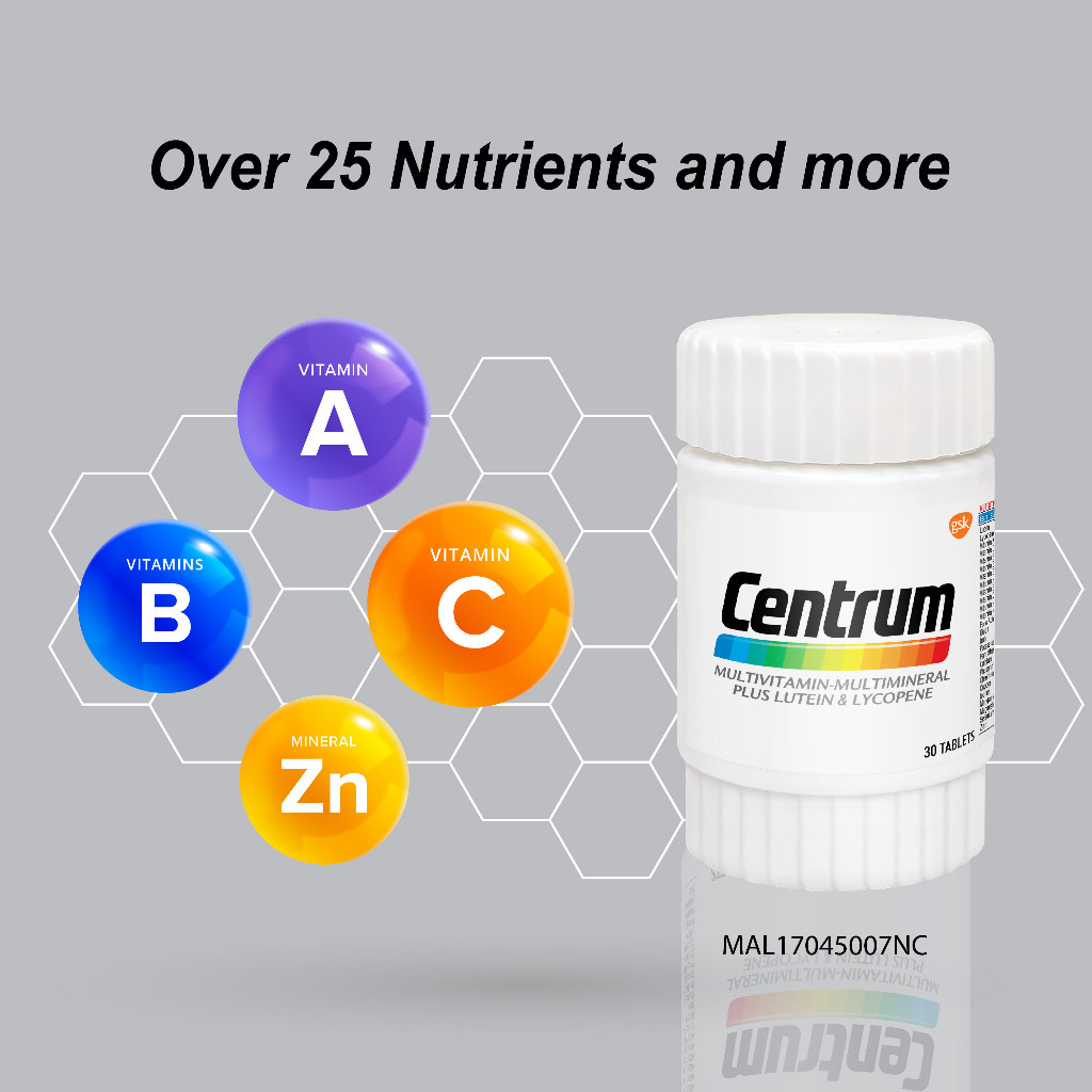 Centrum Multivitamin-Multimineral Plus Lutein & Lycopene (30s/ 2 x 30s ...