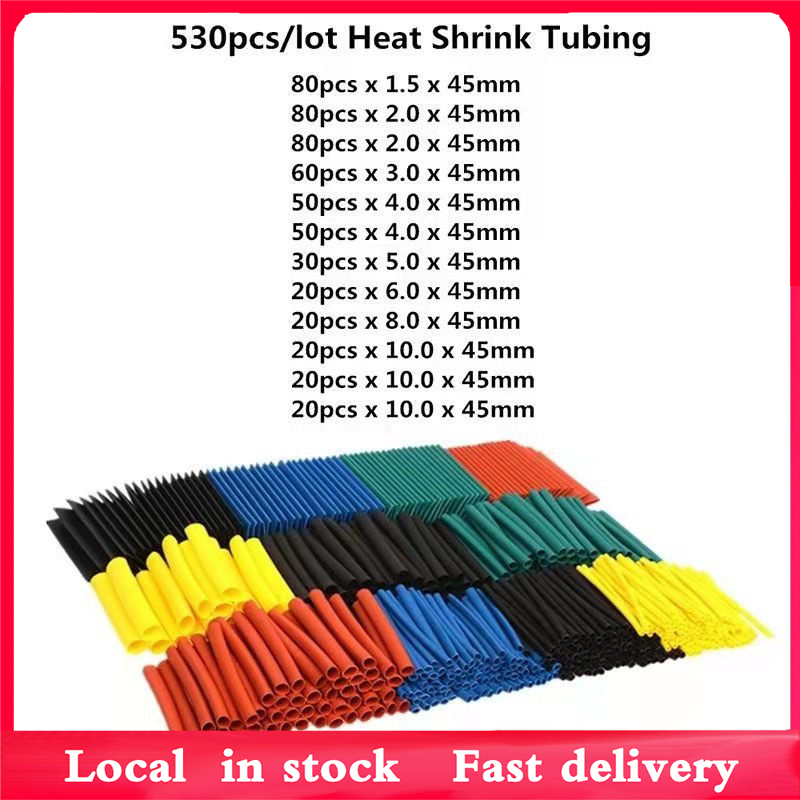 530PCS Heat Shrink Insulation Tubing Tube Wrap Sleeve Wire Cable Set ...