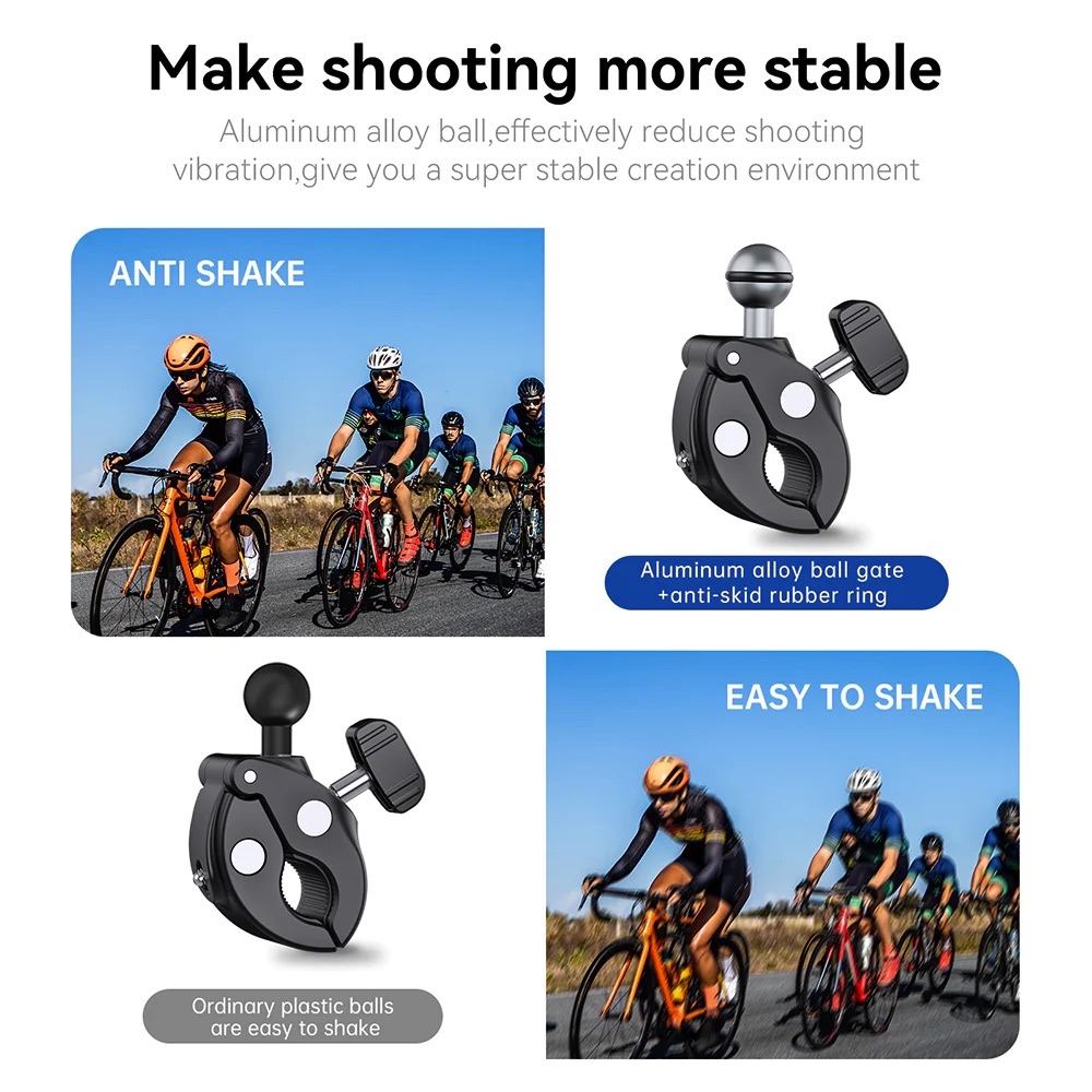 TELESIN Handlebar Mount Bicycle Motorcycle Bike Tube Clamp for GoPro ...