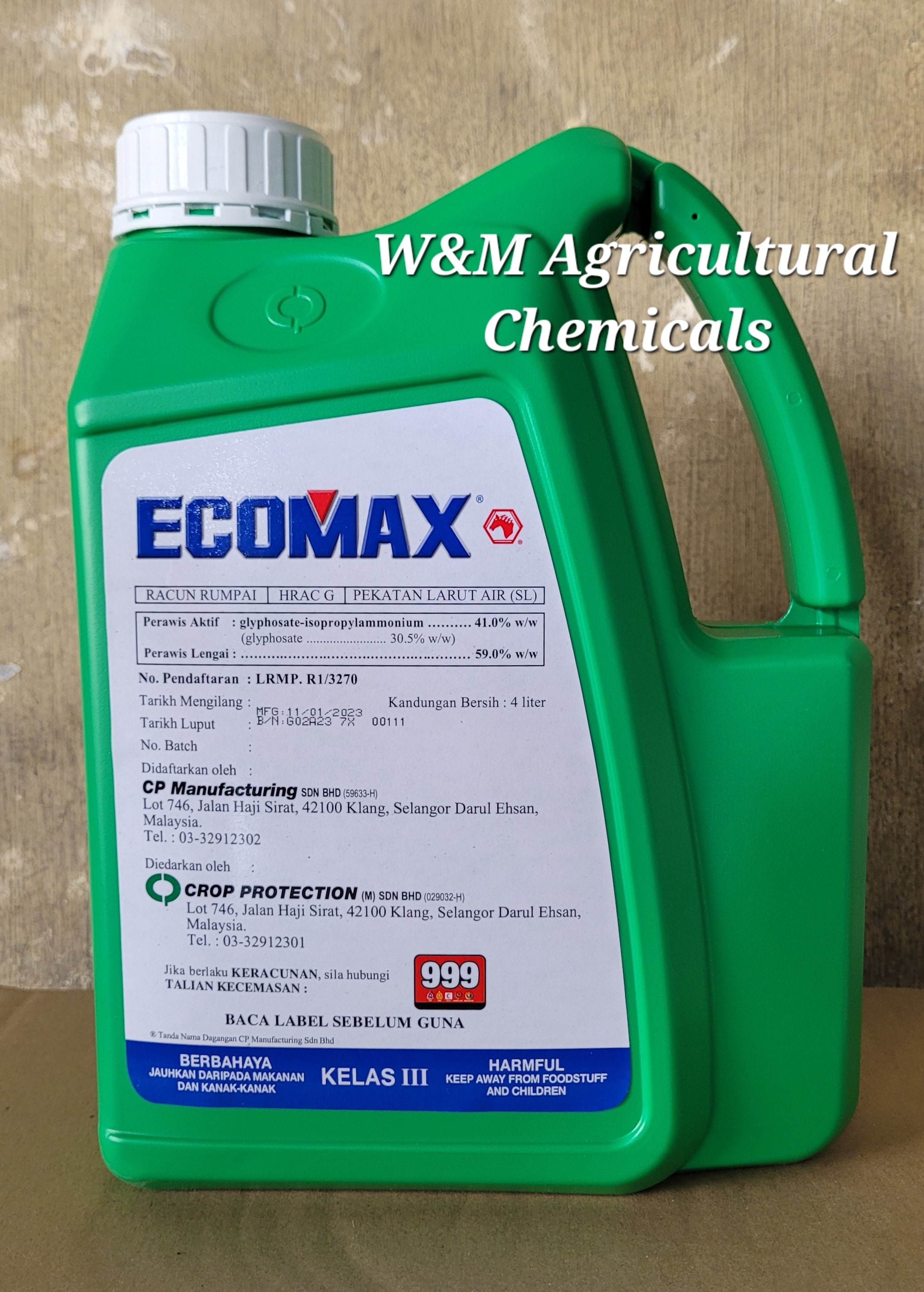 ECOMAX GLYPHOSATE 41% 4L RACUN LALANG, HERBICIDE, 茅草精. Active ...