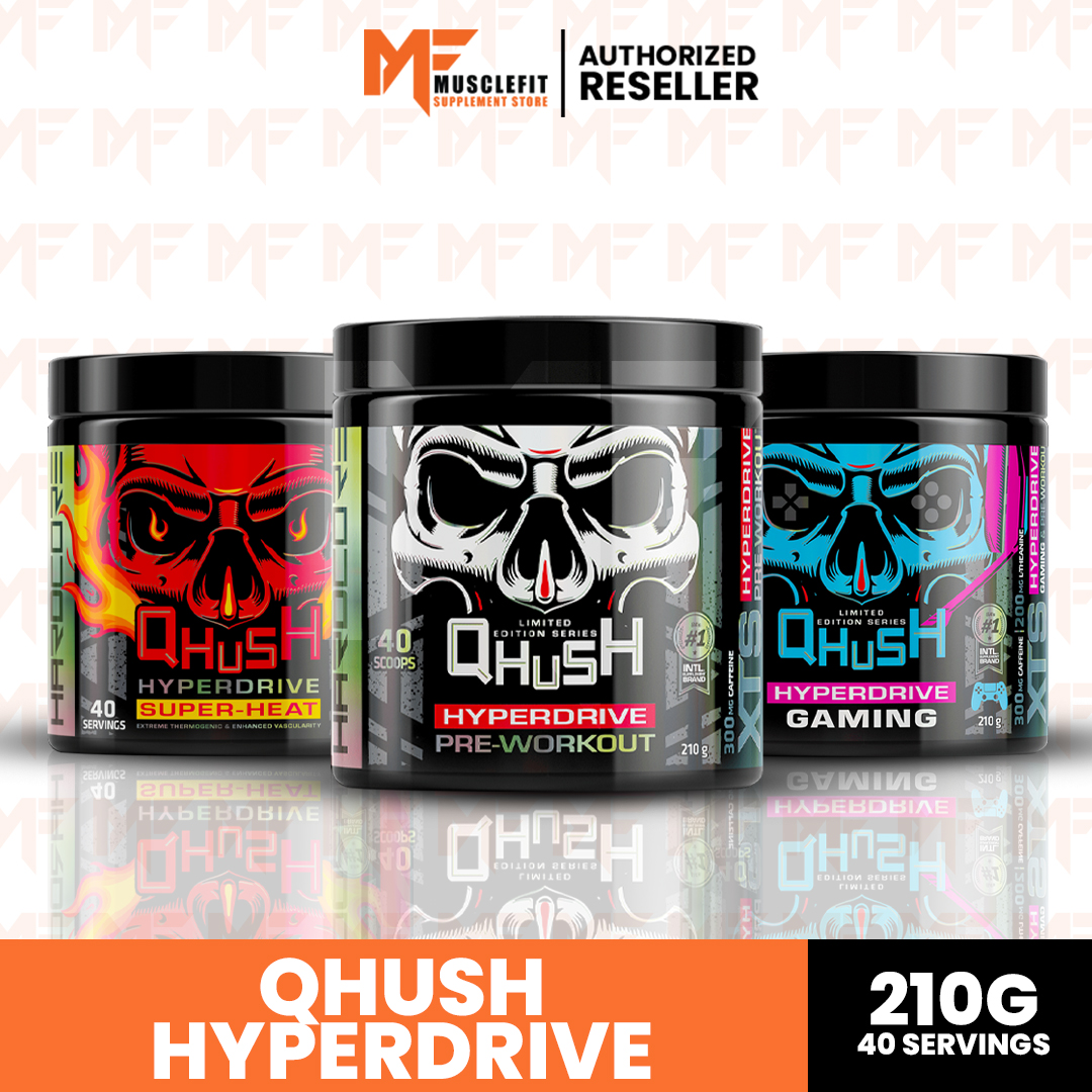 USN Qhush Hyperdrive Pre-Workout Ultra Extreme Muscle Pump (210g)40 ...