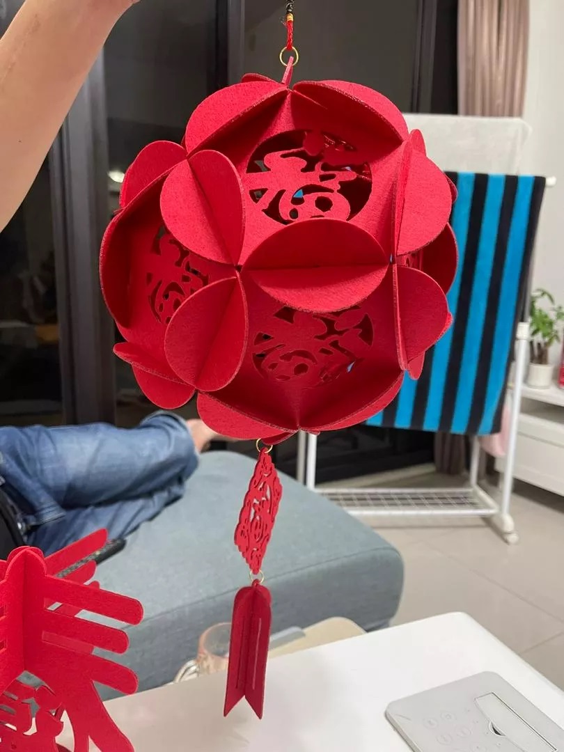 1pc Chinese New Year CNY Decoration Lantern Red Spring Festival Fu Word ...