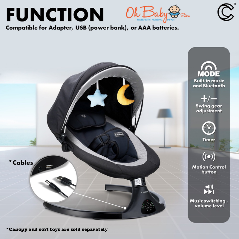 Crolla Comfeo Swing Bouncer - Obsidian Black | Shopee Malaysia