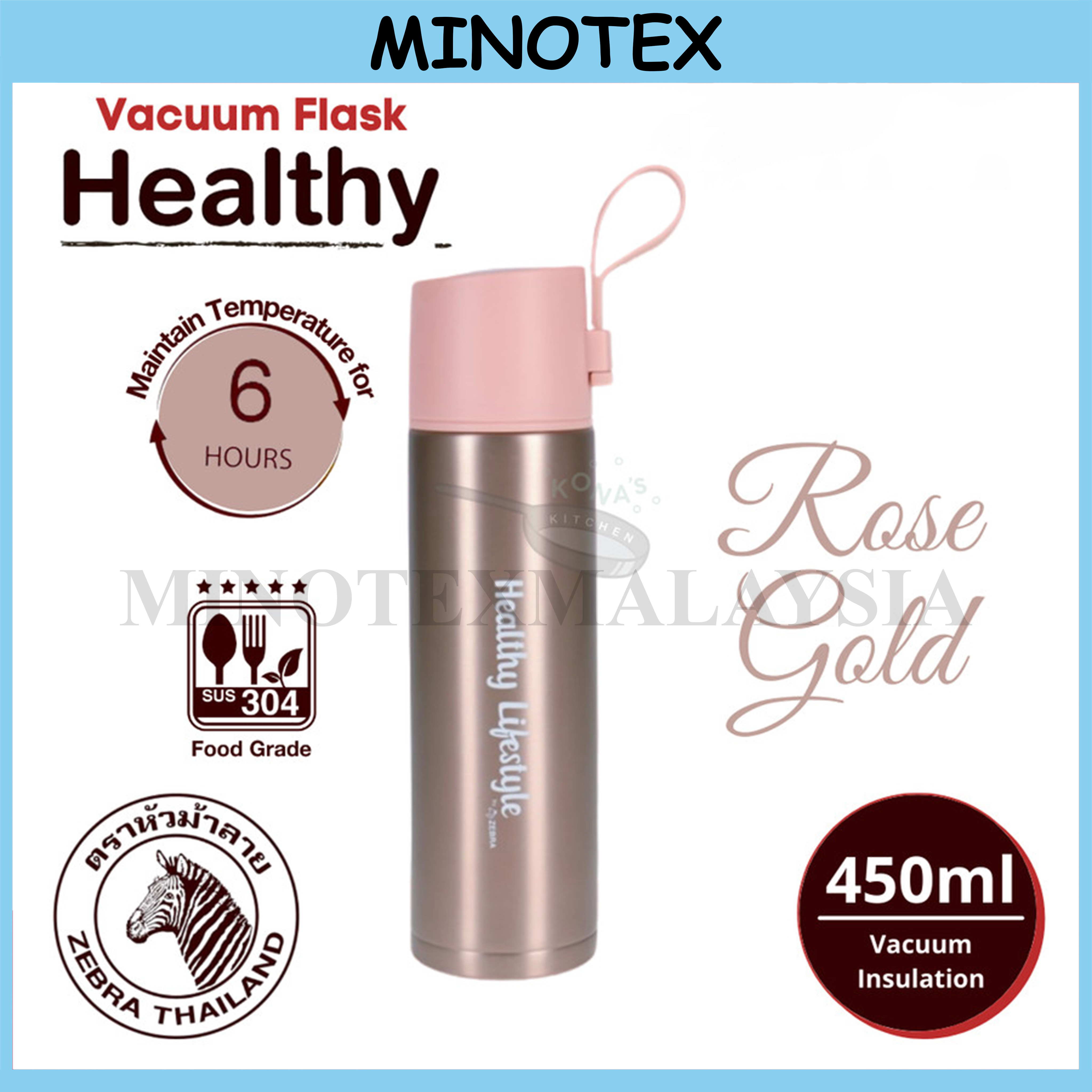 ZEBRA HEALTHY LIFESTYLE 0.45LITER VACUUM FLASK/ Botol Air Panas/Bocong ...