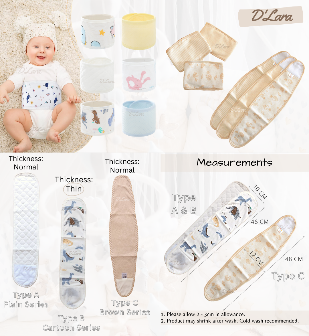 D'LARA Barut Baby Velcro | Newborn Cotton Belly Protection Band | Tummy ...