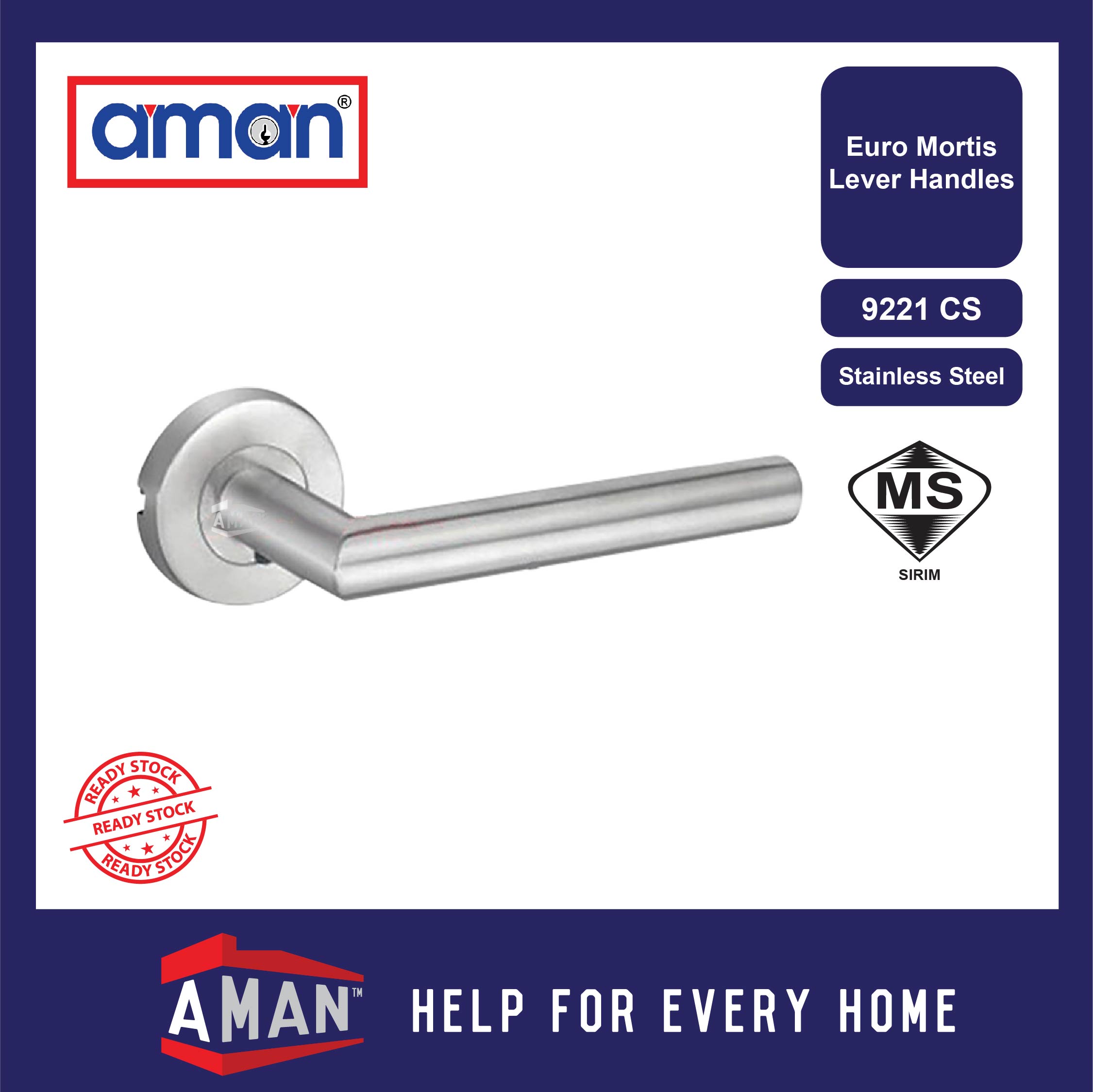 AMAN SUS 304 Stainless Steel Lever Euro Mortise Lockset Door Lock Lever ...