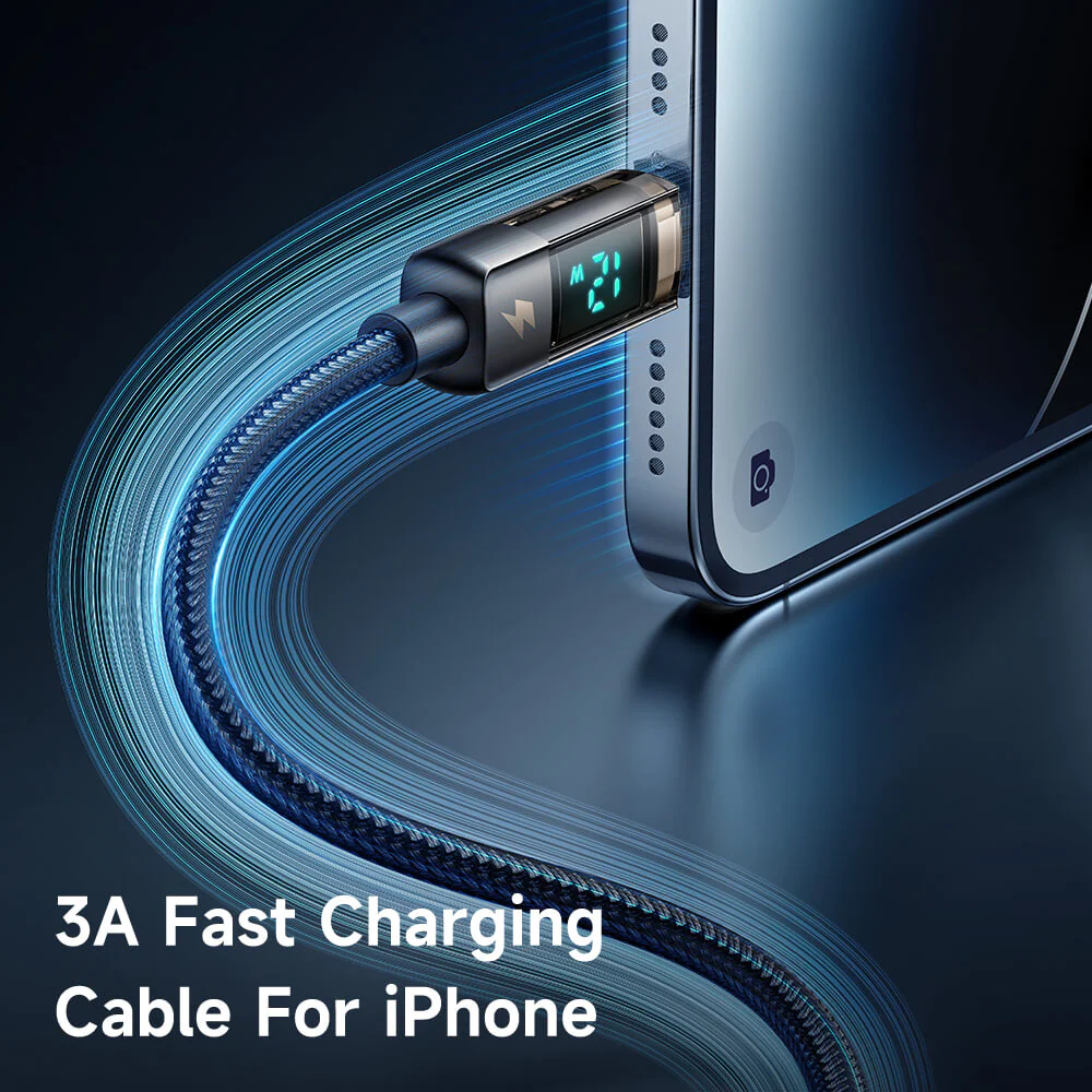 MCDODO CA-362 Digital Pro Auto Power Off Transparent USB Data Cable 3A Super Fast Quick Charging ...