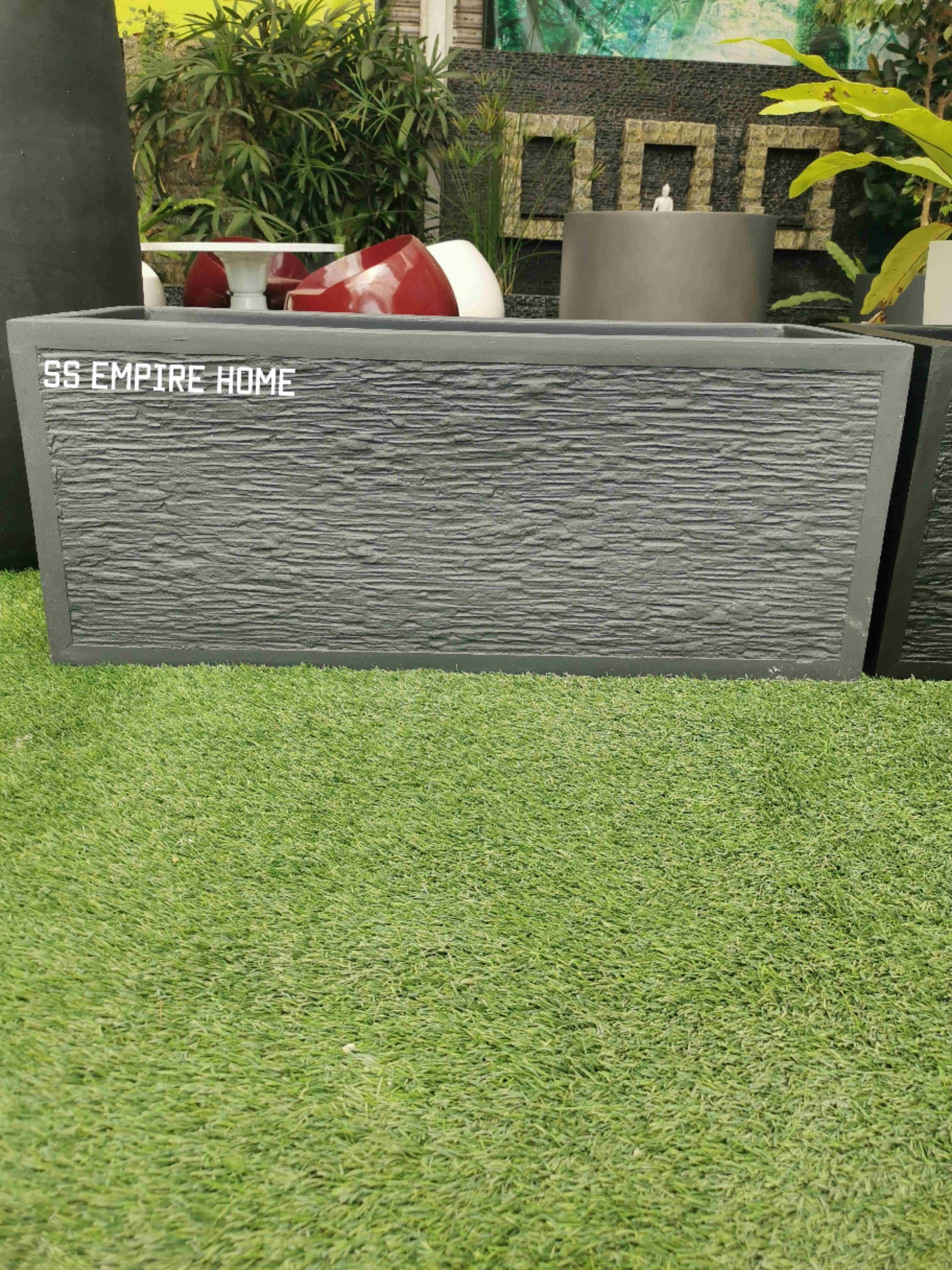 RUDI PB7 Grey Black Texture Planter box Fiberglass Flower Pot Pasu ...