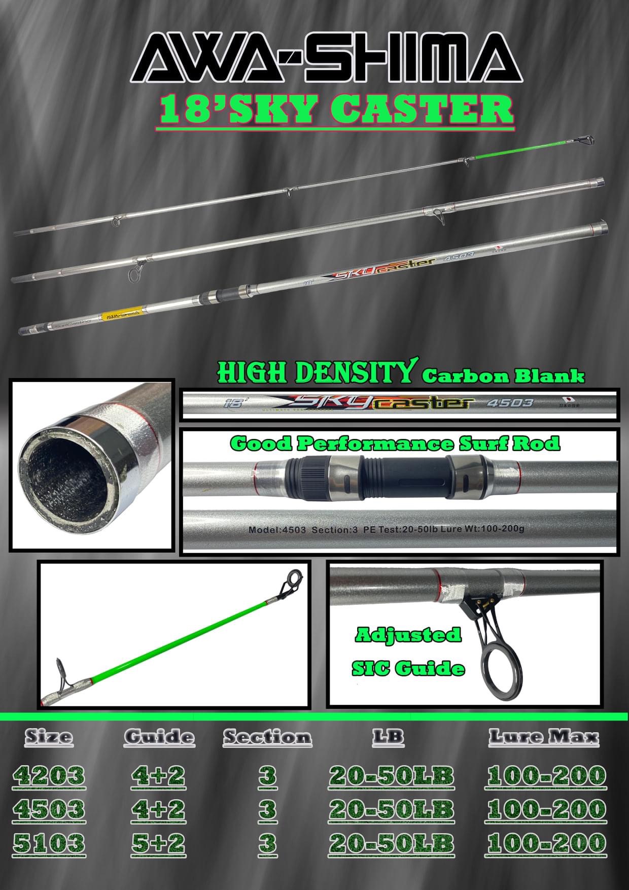 AWASHIMA PRIME CASTER AND SKY CASTER SURF ROD 13 14 15 17 18 KAKI ...