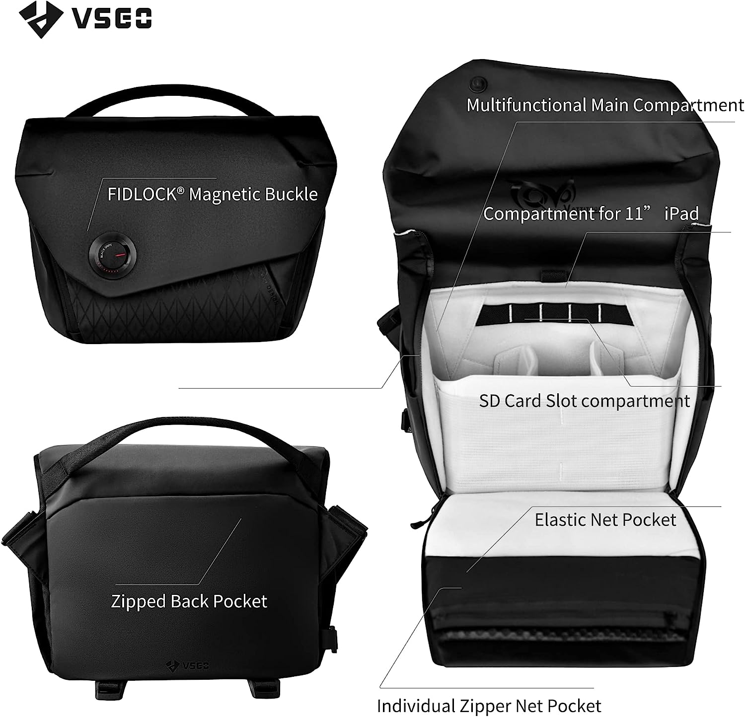 VSGO V-BP04 6L Camera Messenger Bag Photography Camera Shoulder Bag Camera Bag Shoulder ...