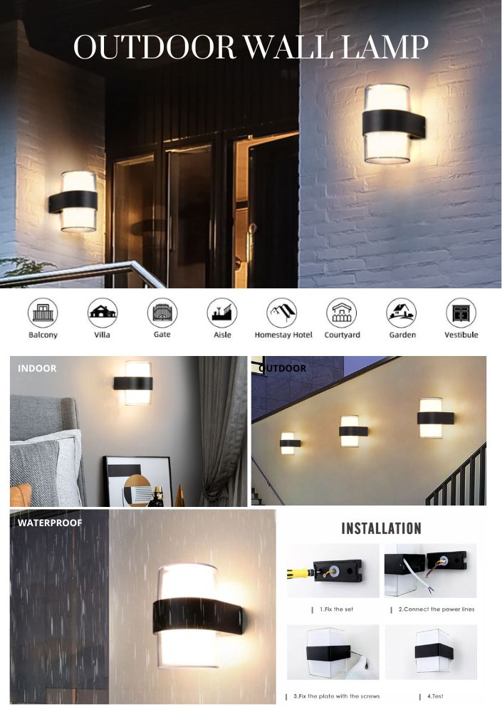 WATERPROOF Cylinder Dual LED Wall Light Lampu Dinding Decoration Wall ...