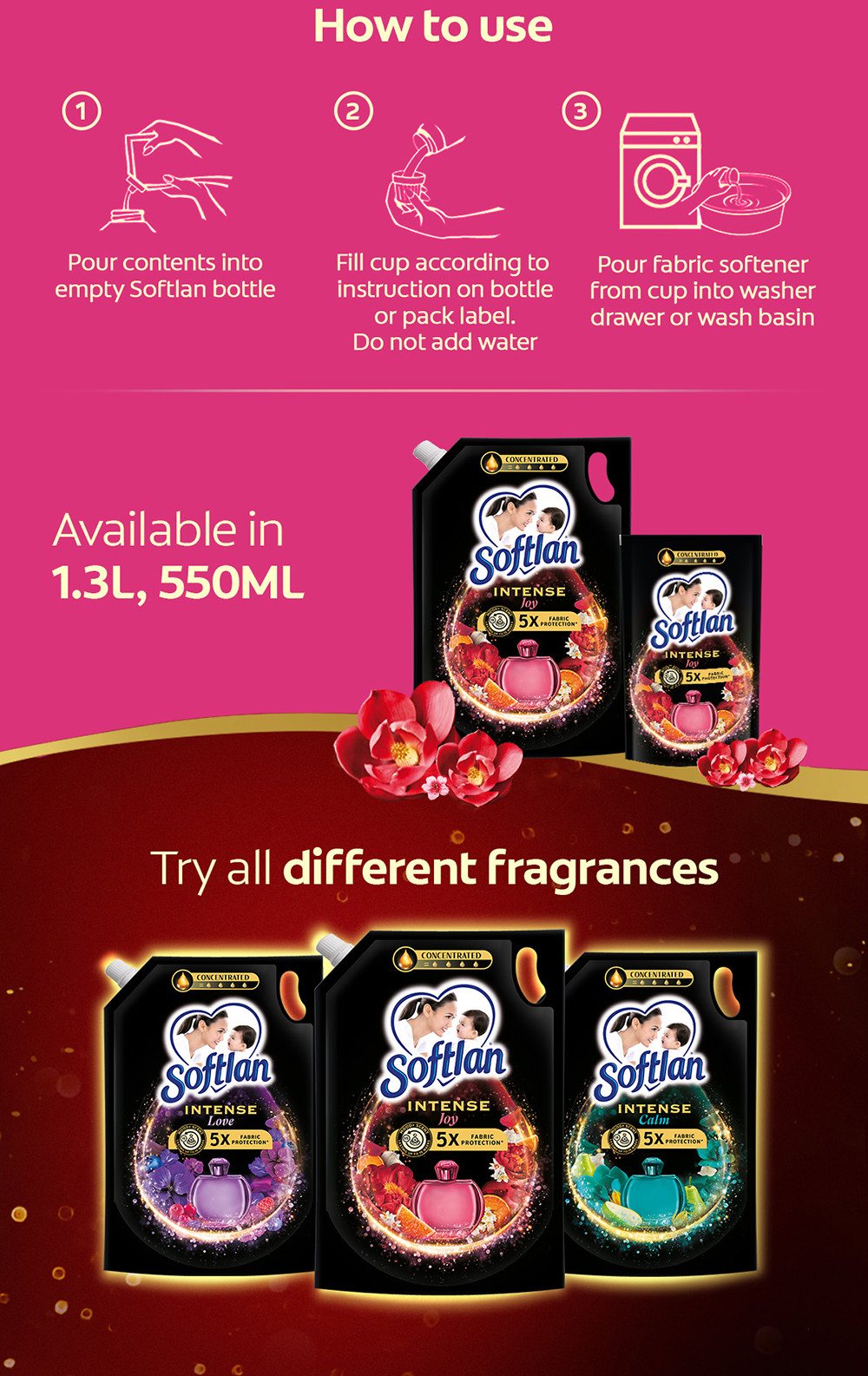 Softlan Intense Calm Majestic Refill Concentrated Fabric Softener Pouch ...