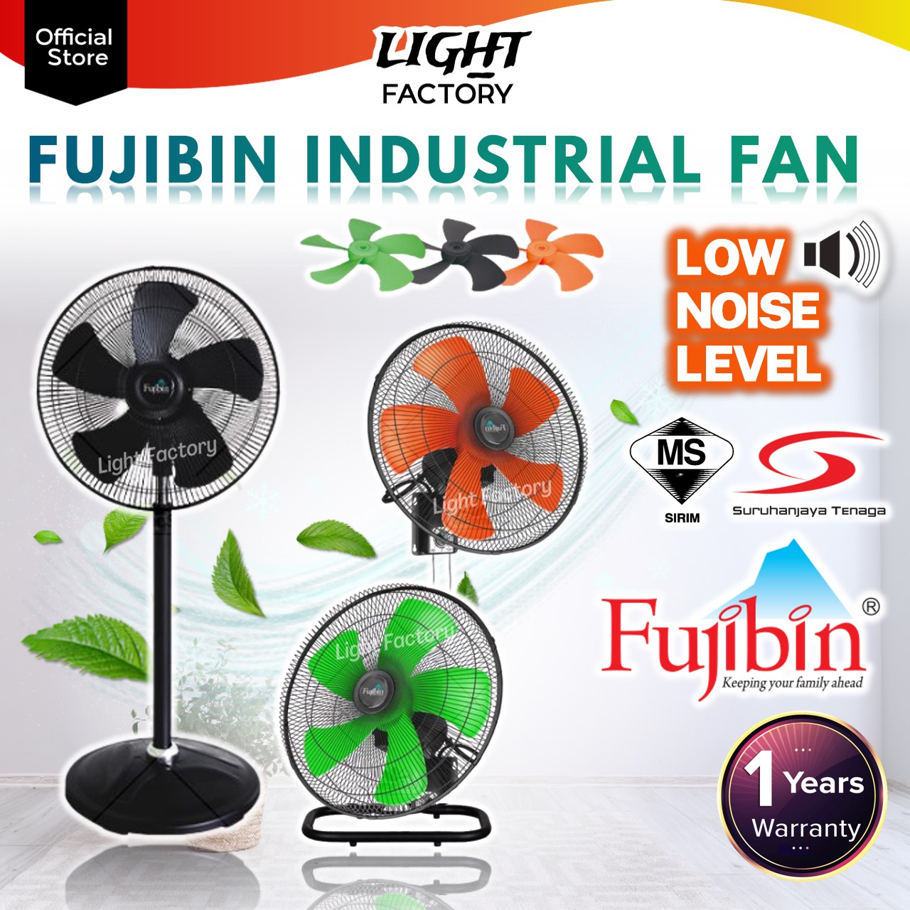 【SIRIM】FUJIBIN Heavy Duty Industrial Fan/ Wall Fan/ Floor Fan/ Stand ...