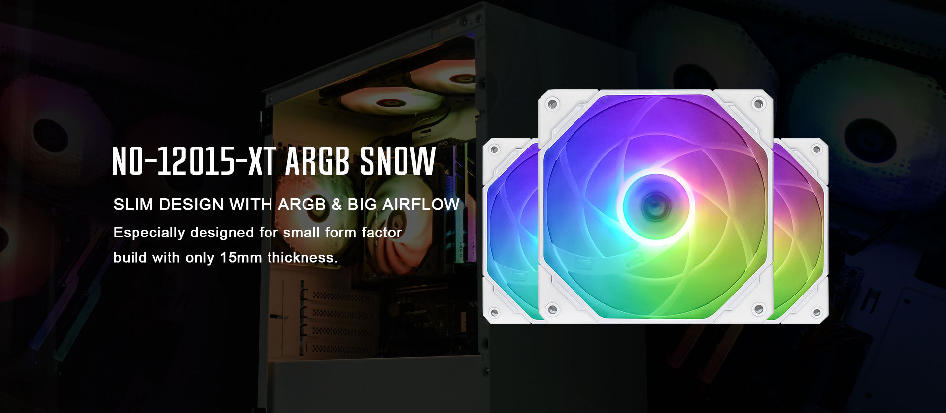 ID-COOLING NO-12015-XT ARGB SNOW / BLACK 12cm Casing Thin Fan 5V ARGB ...