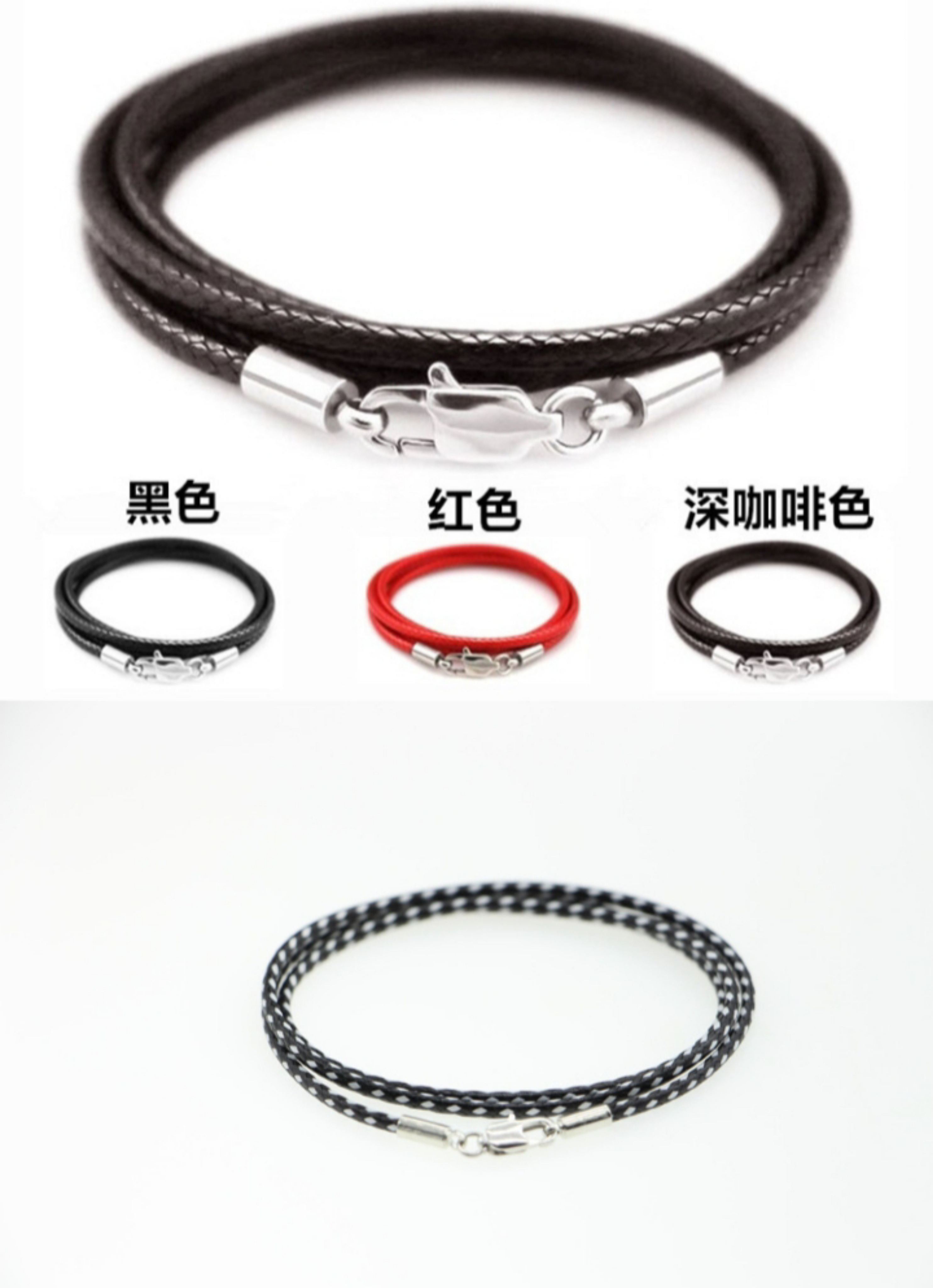 Korean Wax Rope Leather Cord Bracelet Couple Black and Red Ropes ...