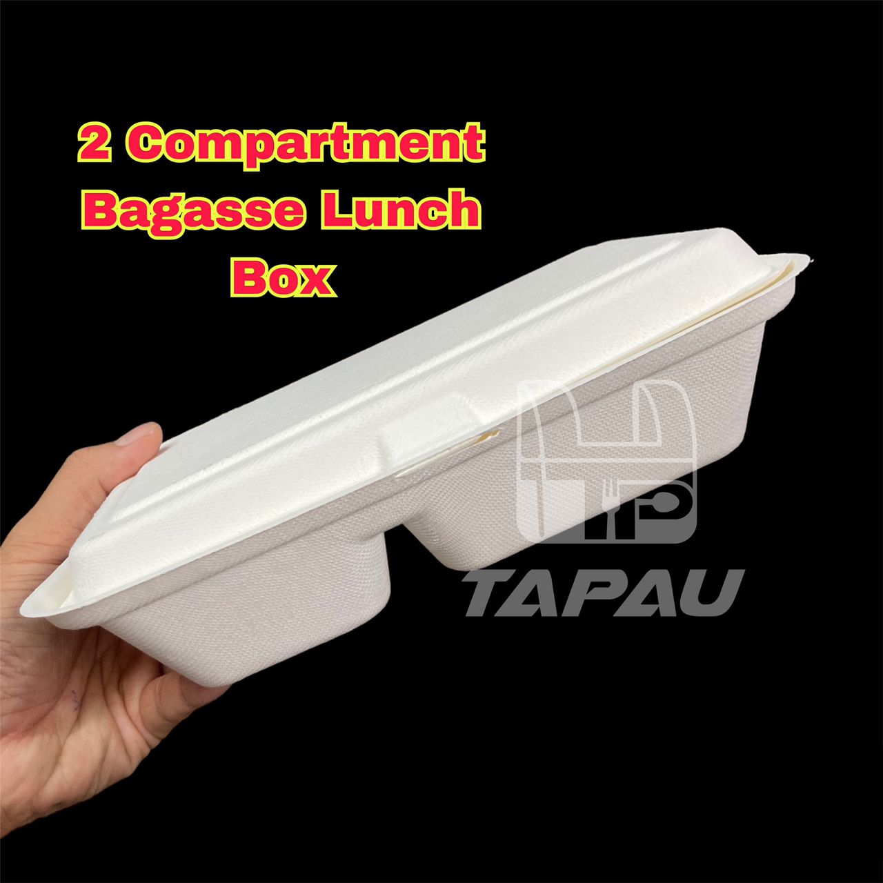 TAPAU - 2 Compartment Bagasse Lunch Box [ 50pcs+- ] / Biodegradable ...