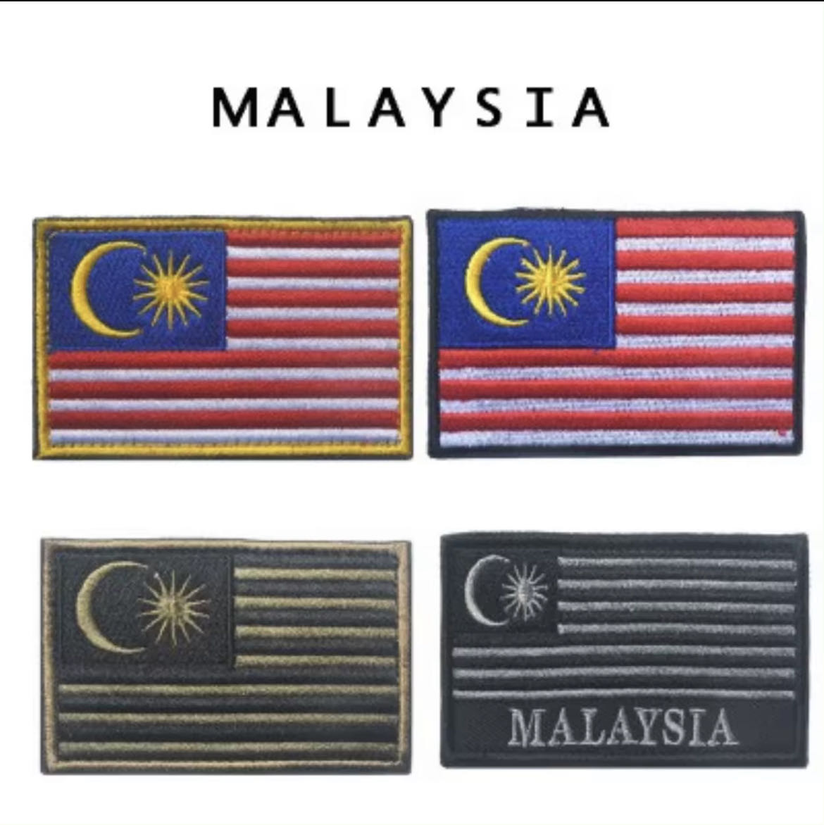 Malaysian Flag Embroidered Patches Skull Tactical Army Military Morale Patch Emblem Malaysia ...