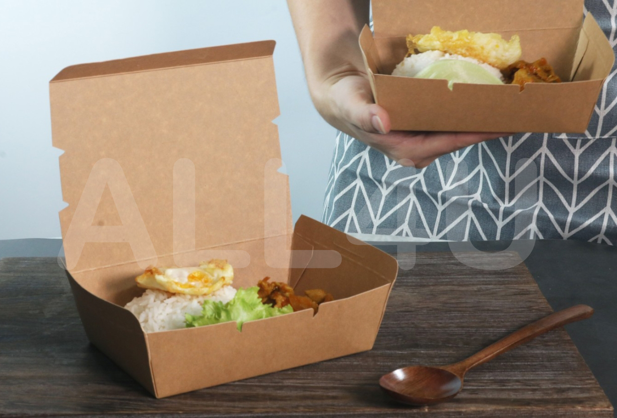 Medium Paper Lunch Box [50pcs±] Brown Disposable Paper Food Box Kertas ...