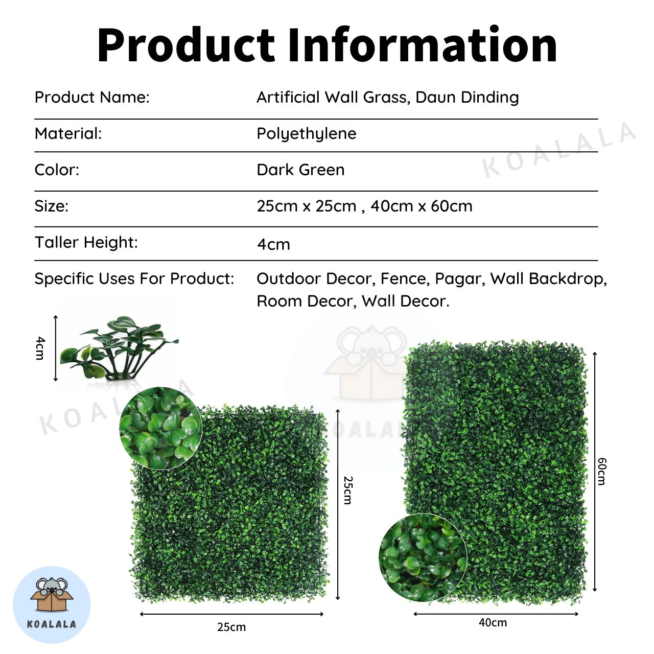 Artificial Wall Grass Rumput Tiruan Dinding Artificial Wall Plant ...