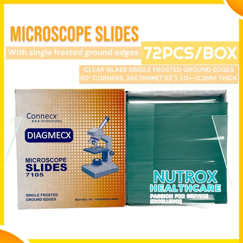 Laboratory Microscope slides with single frosted / Plain ground edges 72pcs/box 90° CORNERS ...