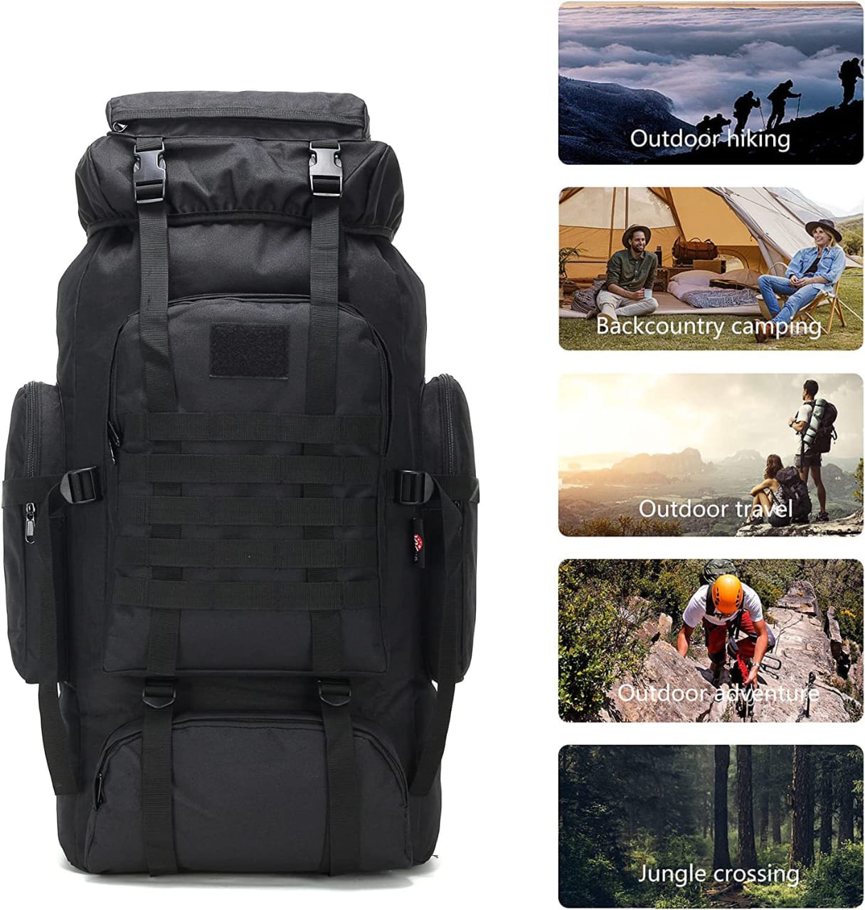 80L Hiking Bag Water Resistant Backpack Travel Bag Large Capacity ...