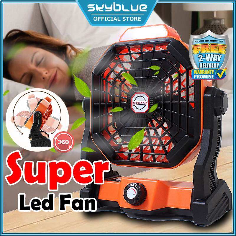 Camping Kipas Meja Bateri Tahan Lama With LED Light USB Travel Table ...