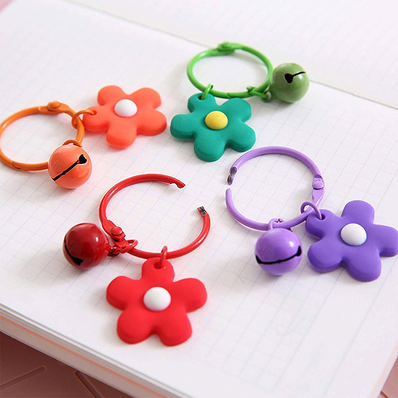 𝗗𝗥𝗔𝗪 𝗔𝗧𝗧𝗘𝗡𝗧𝗜𝗢𝗡 》Ins Flower Keychain With Bell Cute Key Charm Mini Key ...