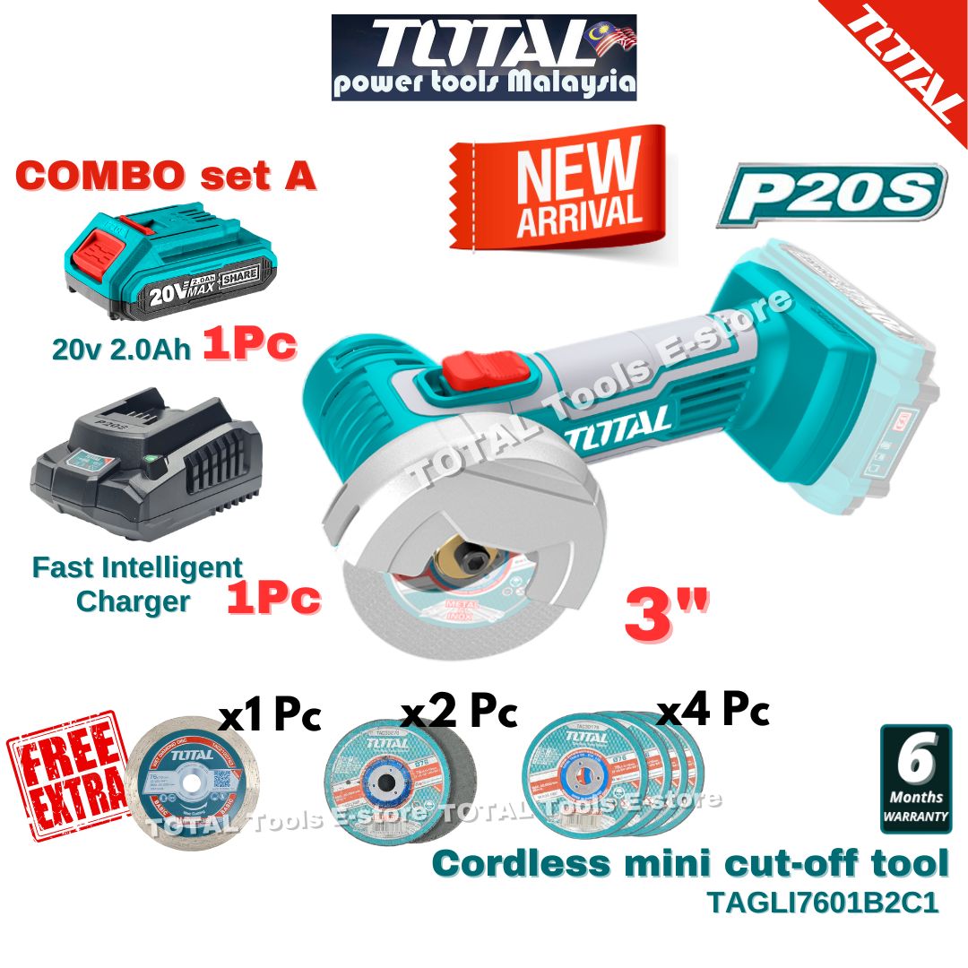 TOTAL 20v Cordless 3'' Mini cut-off Tool (Solo/ Bare Tool) 锂离子无线迷你切割工具 ...