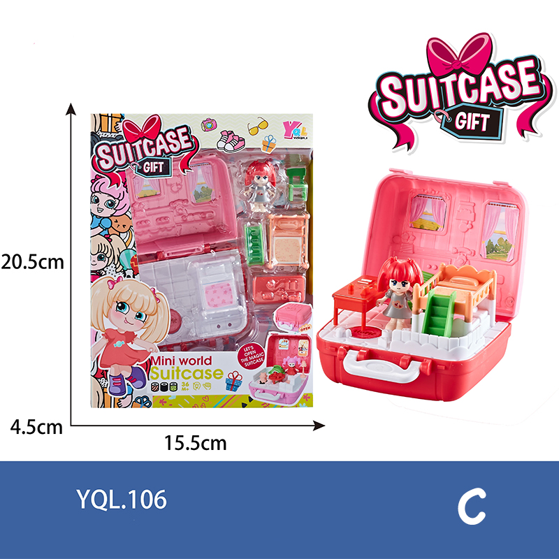 Pretend Play Suitcase Bag Doll Playset Princess Home Bedroom Wardrobe ...