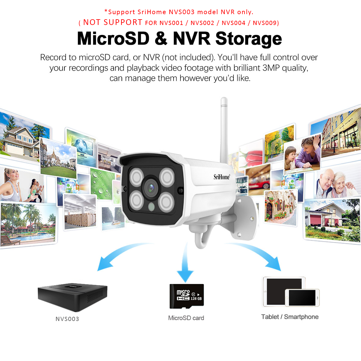 SriHome SH024 Outdoor WiFi CCTV Camera: (3MP) 1296P Super HD, Two-Way Voice, Night Vision - IP ...