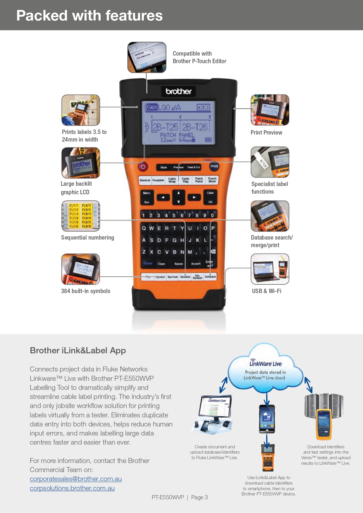 Brother Label Maker Printer P-Touch PT-E550WVP | Industrial Handheld ...