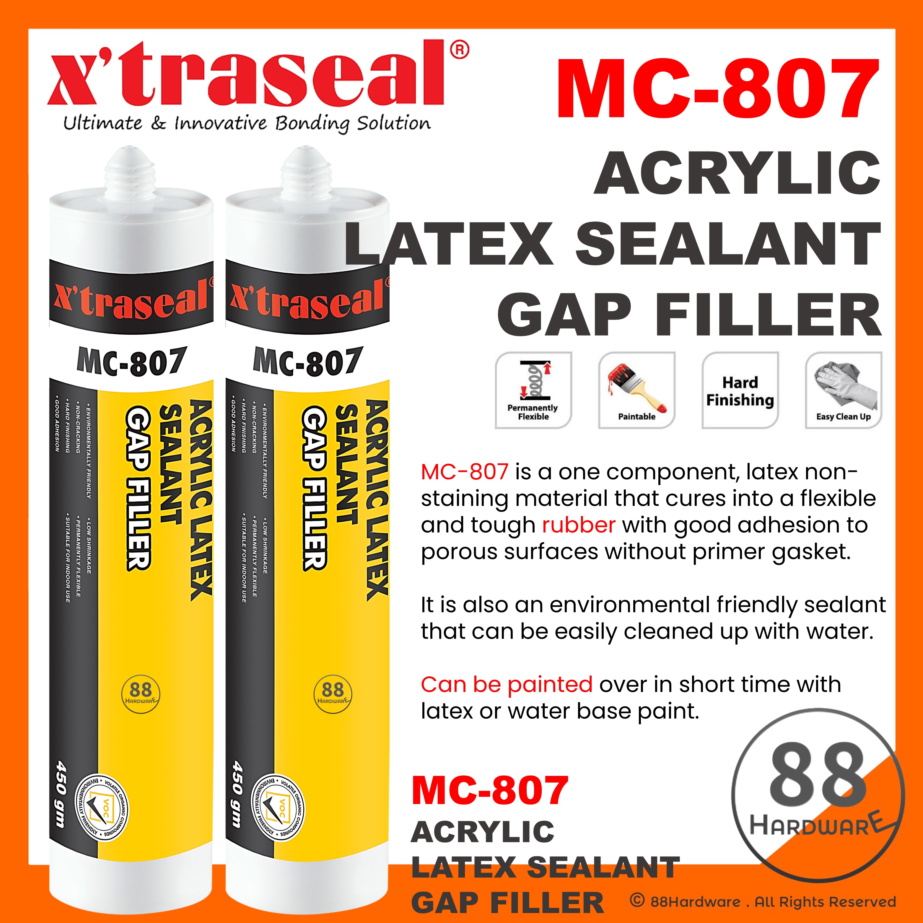 【480GM BONUS PACK】xtraseal mc-807 vtech mc807 807 silicone sealant / gap filler / silicone ...