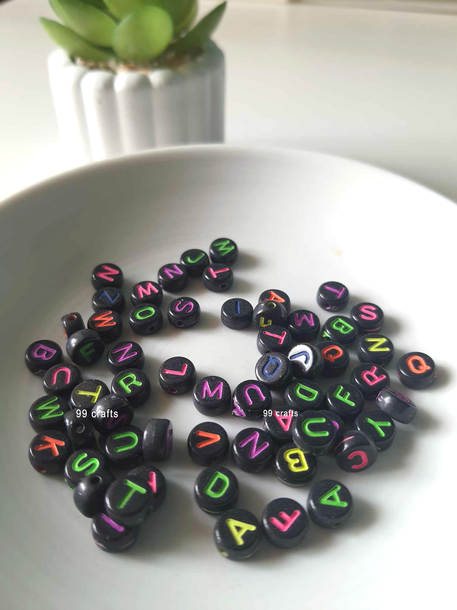 200 pcs tiny round alphabet beads, abc letter bead, mix assorted colors ...