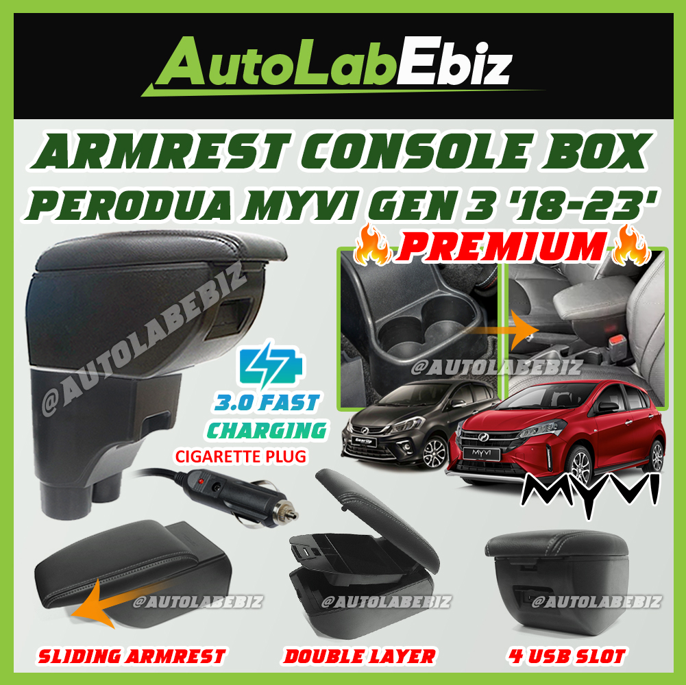[𝗣𝗥𝗘𝗠𝗜𝗨𝗠 𝗔𝗥𝗠𝗥𝗘𝗦𝗧] NEW Perodua MYVI GEN3 2018-2026 Armrest Double Layers ...